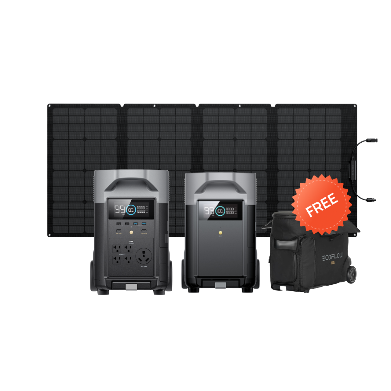 EcoFlow DELTA Pro + EcoFlow DELTA Pro Extra Battery + 160W Portable So