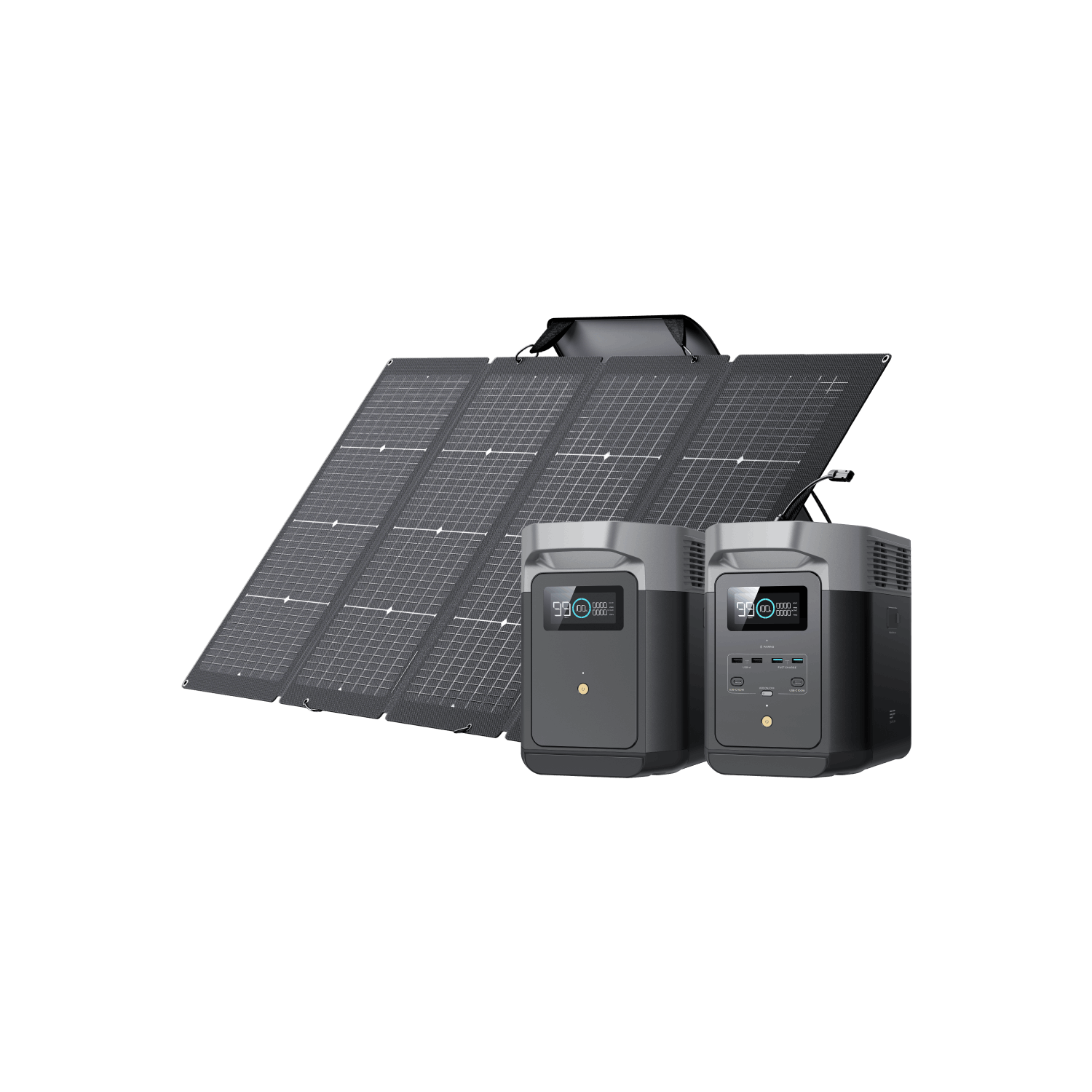 EcoFlow DELTA 2 + DELTA 2 Smart Extra Battery + 220W Portable Solar Pa ...